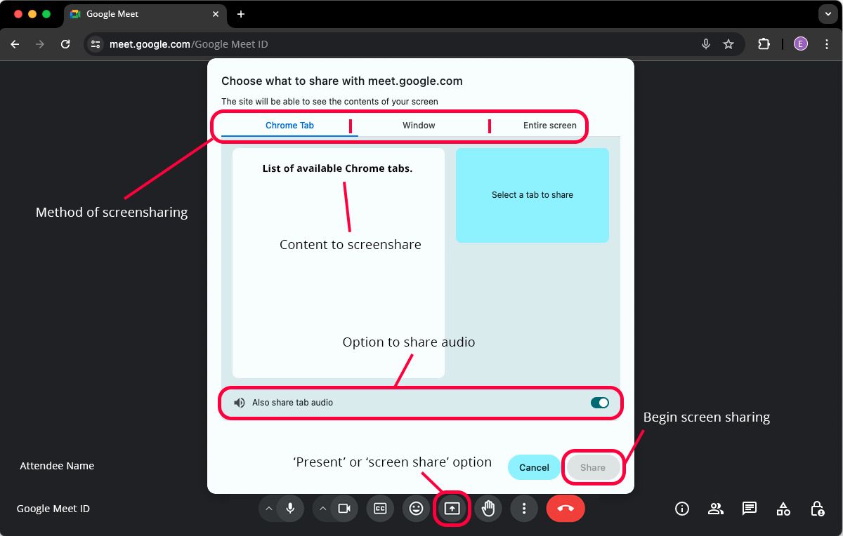 Google Support & Guidance: Screen Sharing | oca-learn